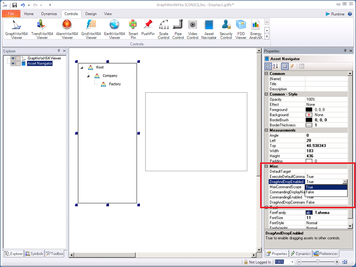 Enabling Commands Through the Asset Navigator Control
