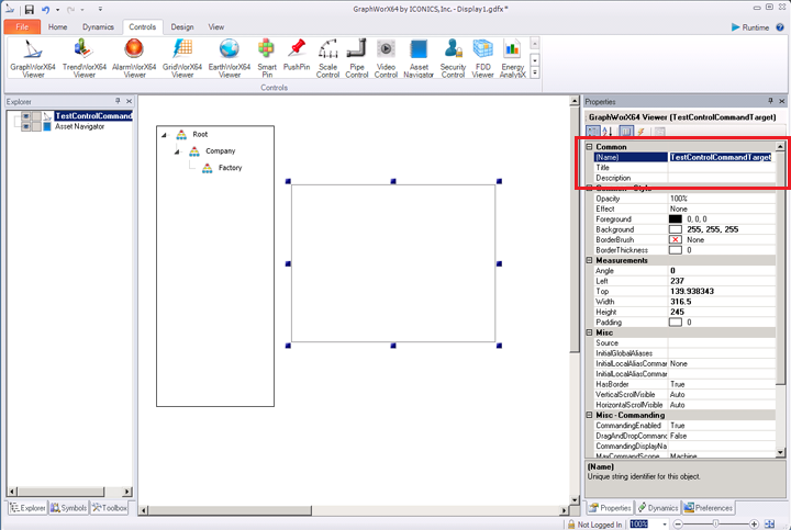 Enabling Commands Through the Asset Navigator Control