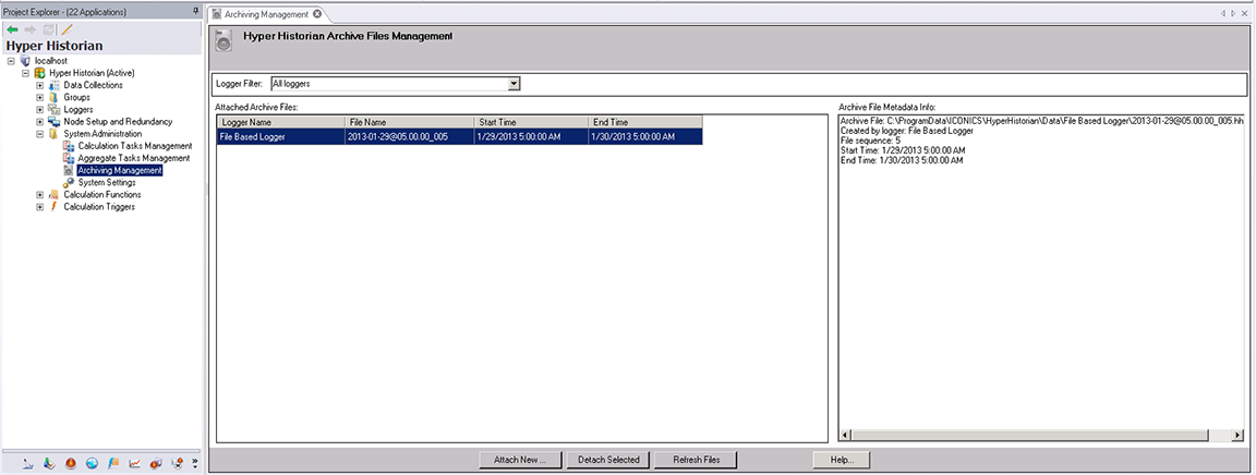 Archive Settings for Hyper Historian