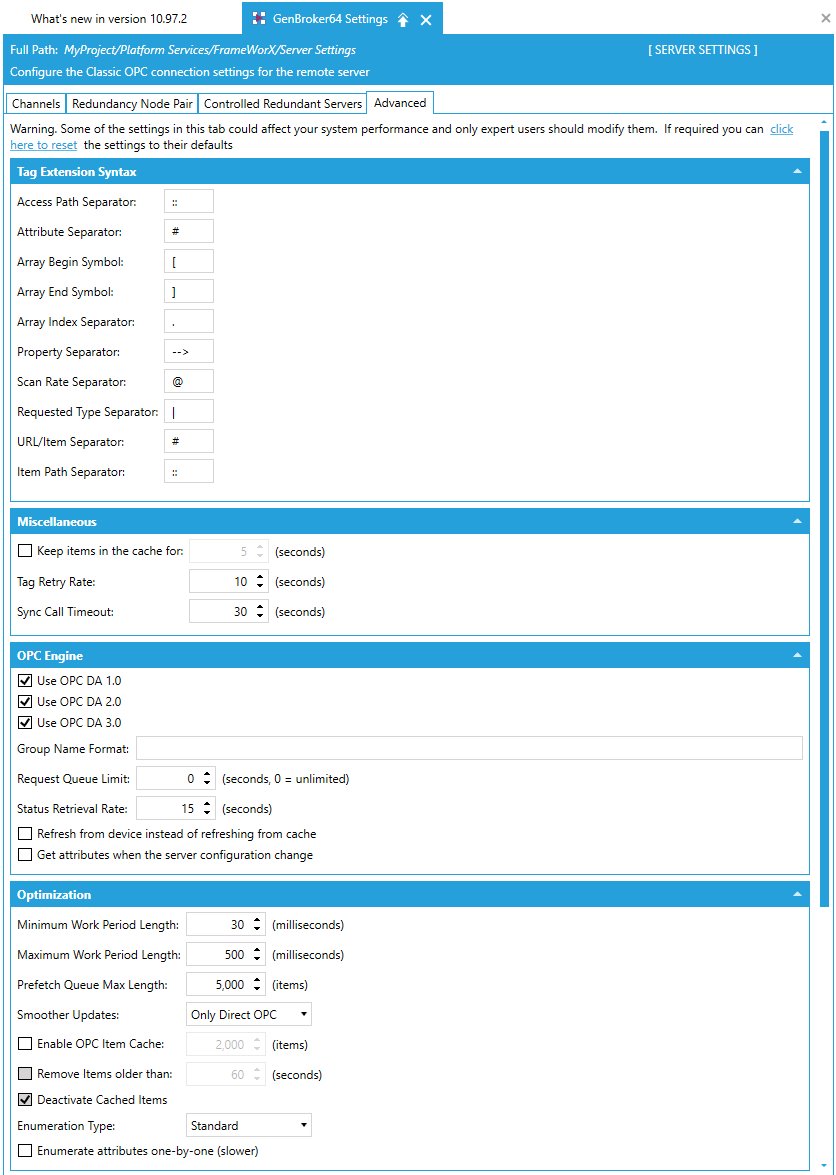 GenBroker64 Settings