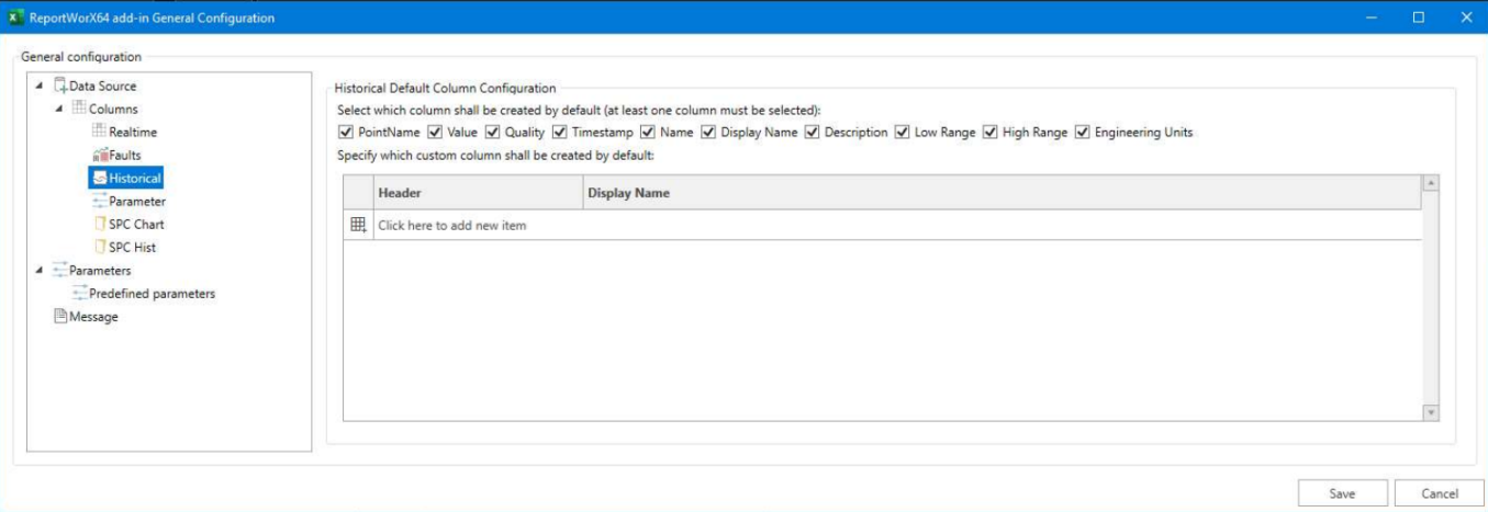 ReportWorX General Configuration Window