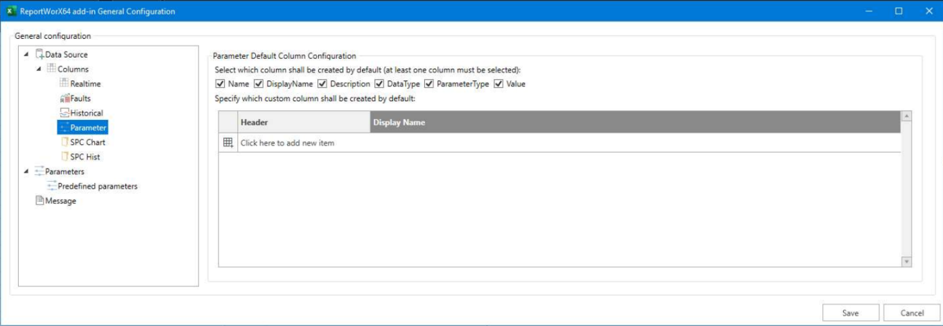 ReportWorX General Configuration Window