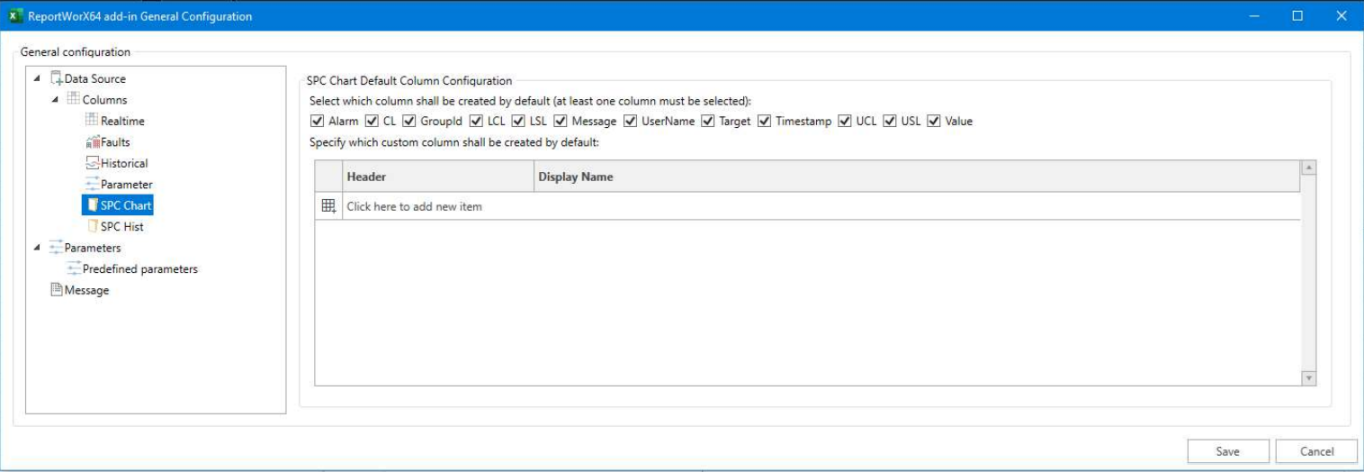 ReportWorX General Configuration Window