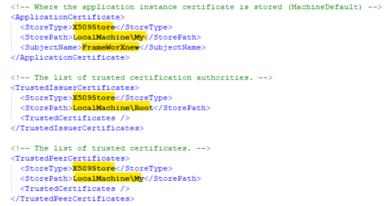 Configuring Certificates For Frameworx Opc Ua