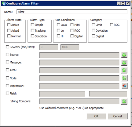 Configuring Filters for Alarm Grids and Charts