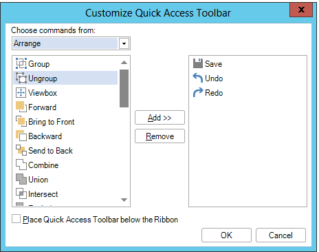 Customizing the GraphWorX 2D Quick Access Toolbar
