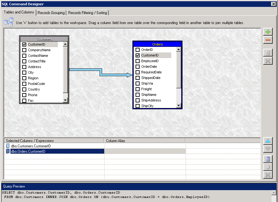 Advanced SQL Designer in GridWorX