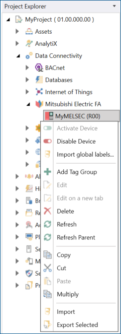 Activating and Disabling a Mitsubishi FA Device